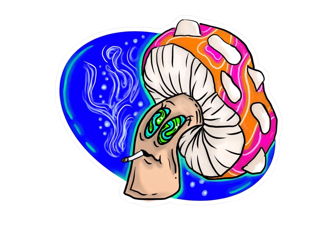 Psychedelic Mushroom Sticker Kiss-cut Vinyl Decal | Trippy Mushroom Art ...