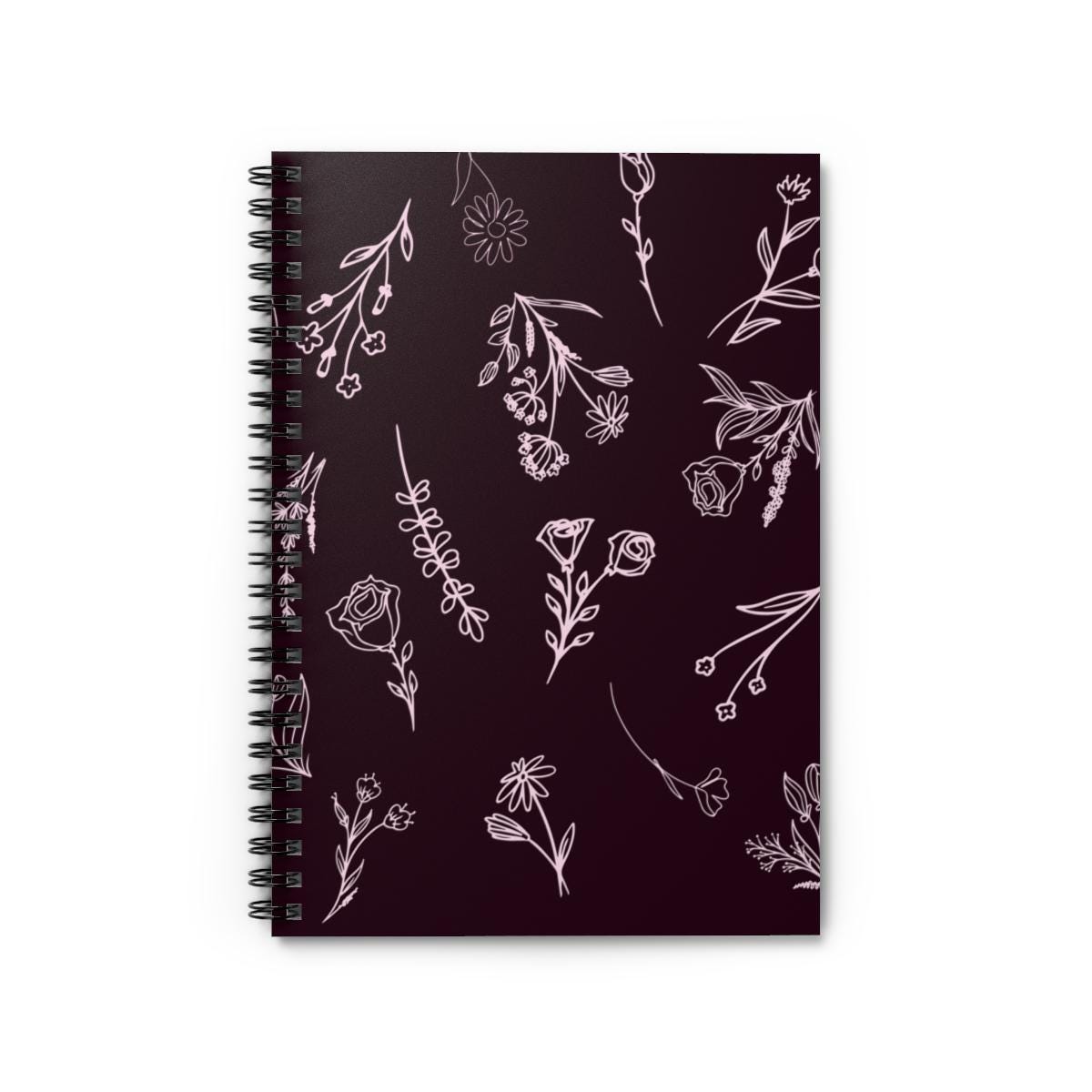 Maroon Floral Journal Writing Diary Botanical Design Flower Sketchbook ...