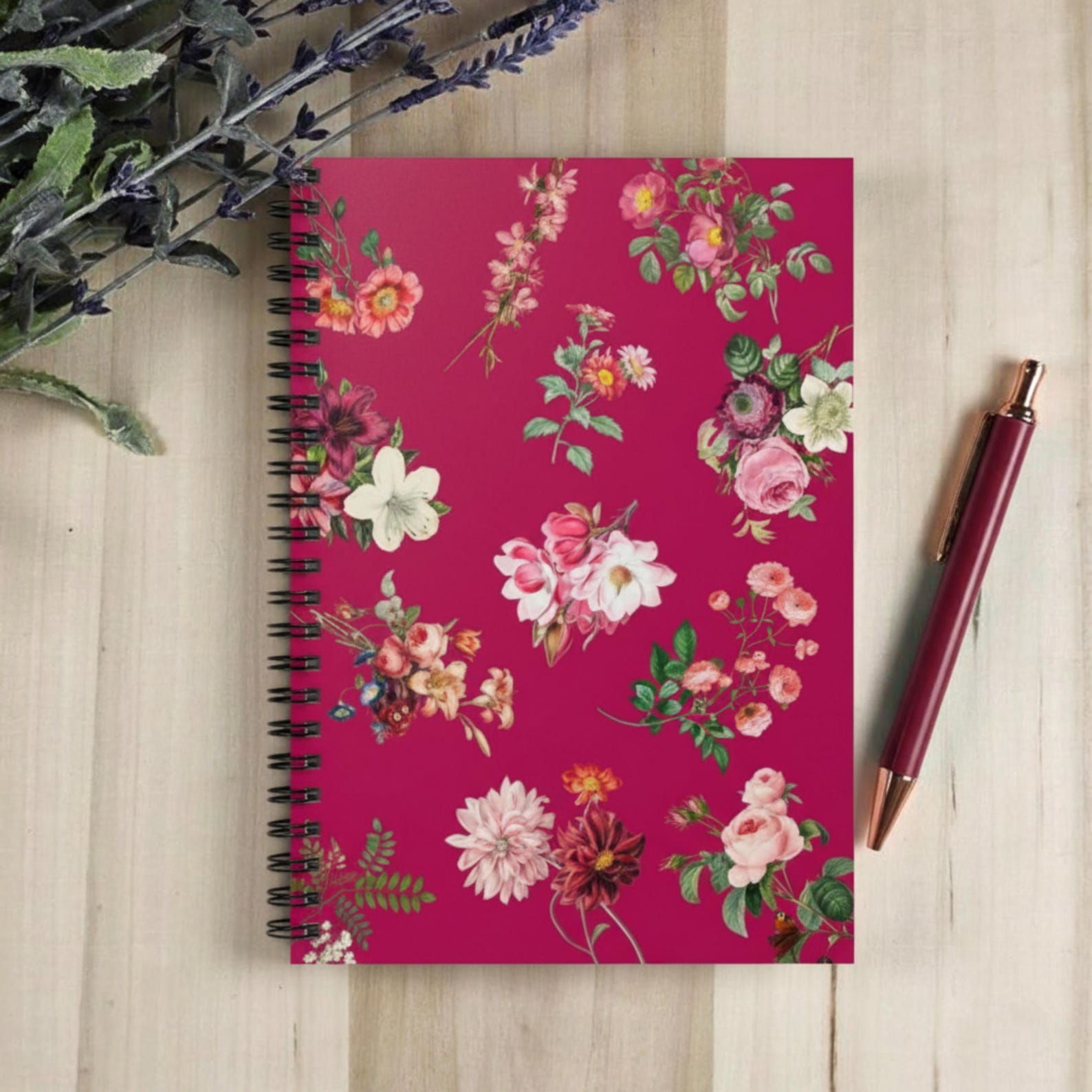 Personalize Vintage Floral Notebook Journal Writing Companion Desk ...