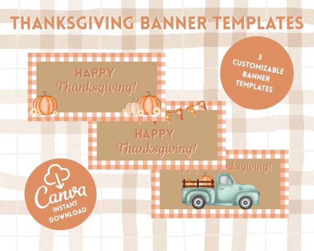 Thanksgiving Banner Template, Editable Pumpkin Design, Canva Template ...