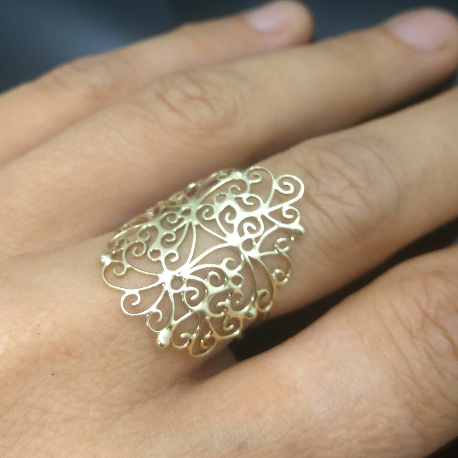 14k Yellow Gold Mandala Ring - Etsy