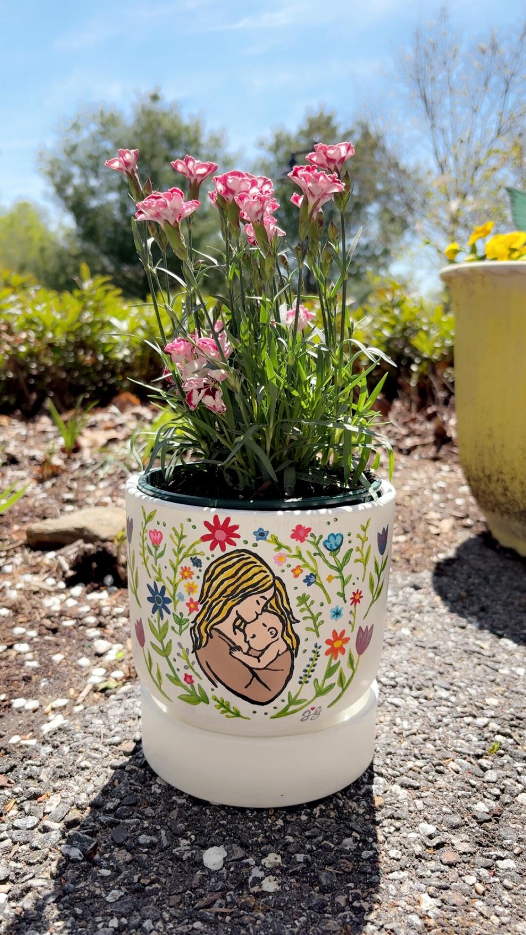Custom Hand-painted Flower Pot • Personalized Mother & Baby Planter ...