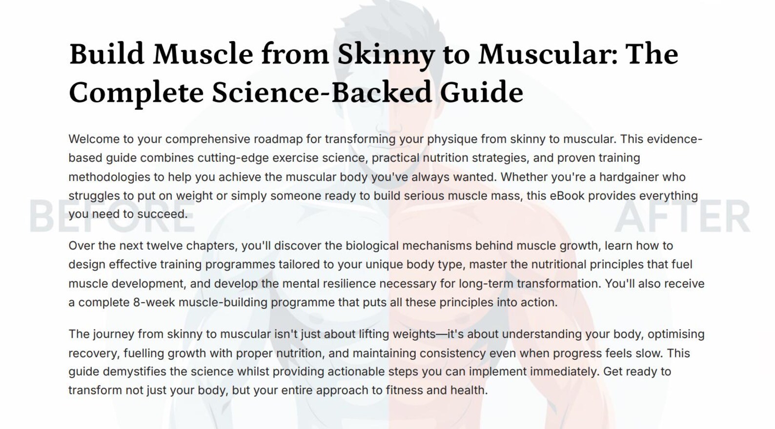 Skinny to Muscular Blueprint | Build Size Fast | Beginner Bulk Guide - Etsy