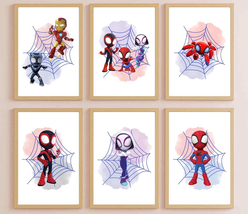 Spidey and Friends Printable Posters - Set of 6 Digital Posters for ...