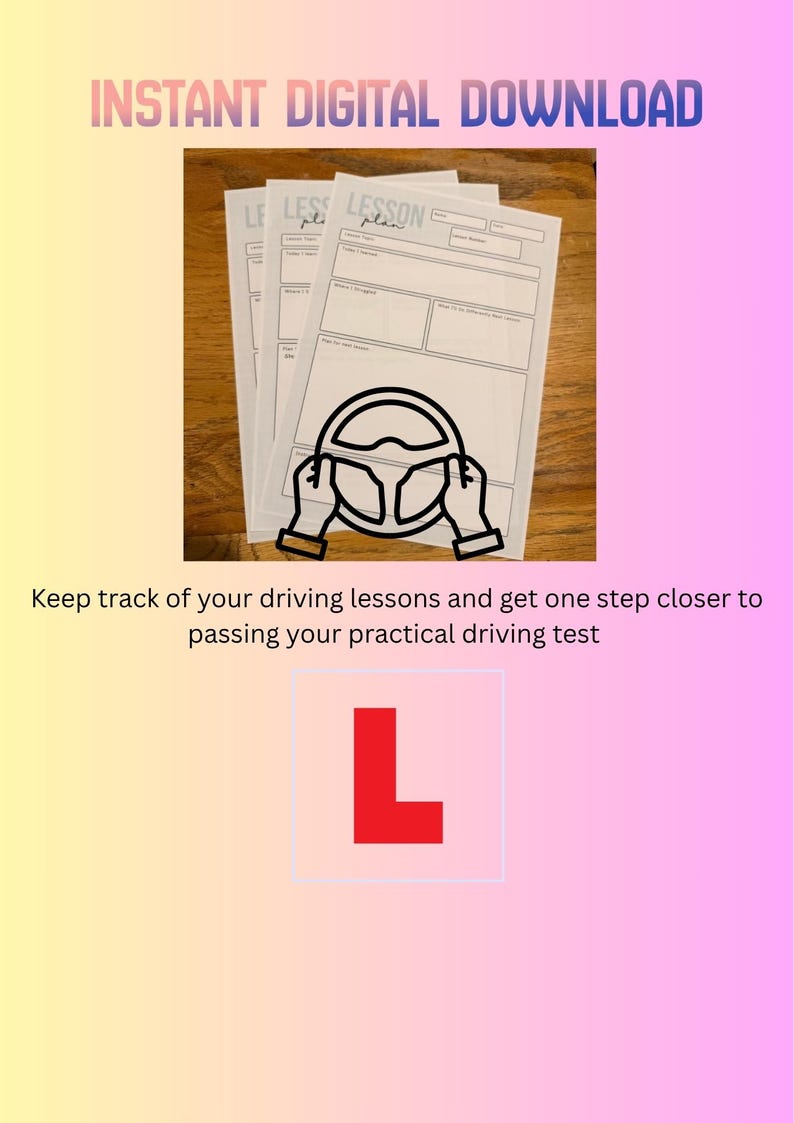 Driving Lesson Reflective Log/ Lesson Plan - Etsy