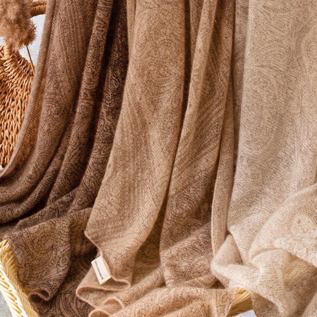Pure Cashmere Scarf Old Money Style – Retro Paisley Twill Wrap, Luxury ...