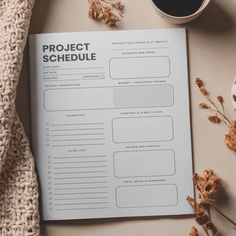 Project Planner Printable PDF, Fillable Project Planning Template ...