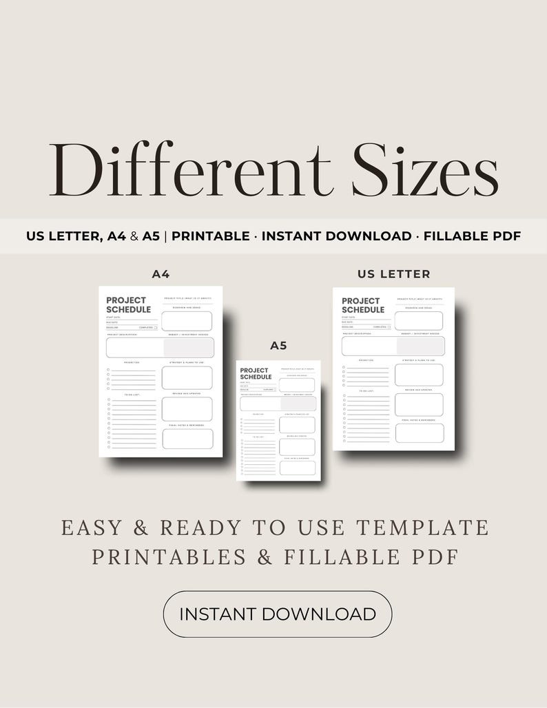 Project Planner Printable PDF, Fillable Project Planning Template ...