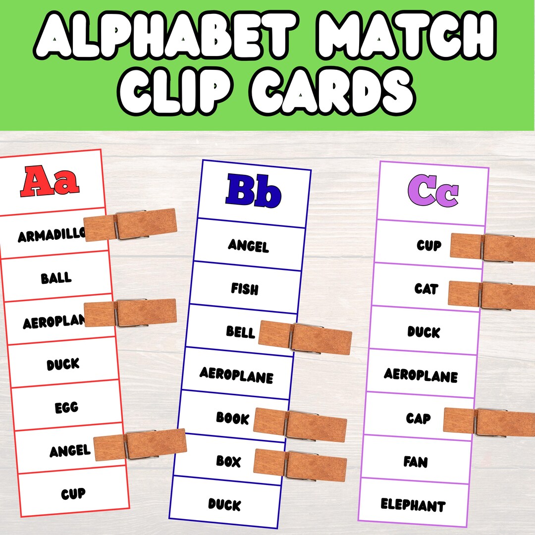 Alphabet Match Clip Cards, Uppercase and Lowercase Letters Activity ...