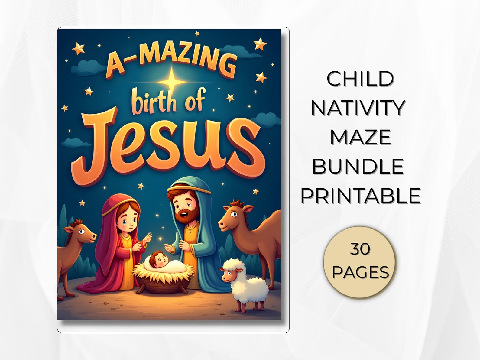 Kids Nativity Maze, Jesus Birth, Bible Activity, Christian Bundle ...