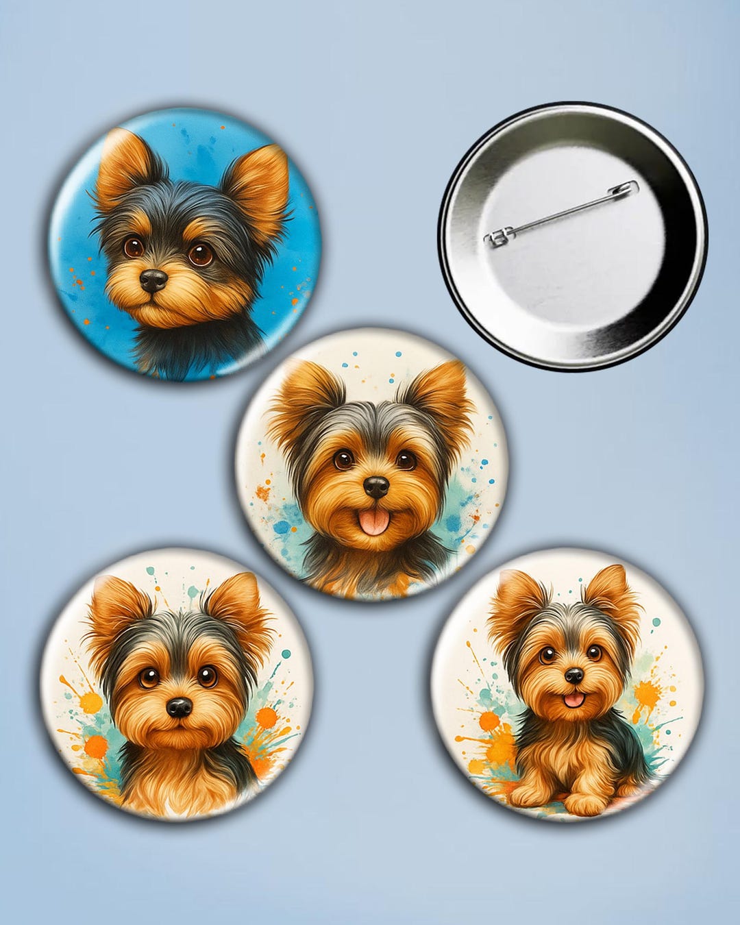 Yorkshire Terrier Badge Set • Cute Yorkie Pins • Dog Lover Gift • 4 ...