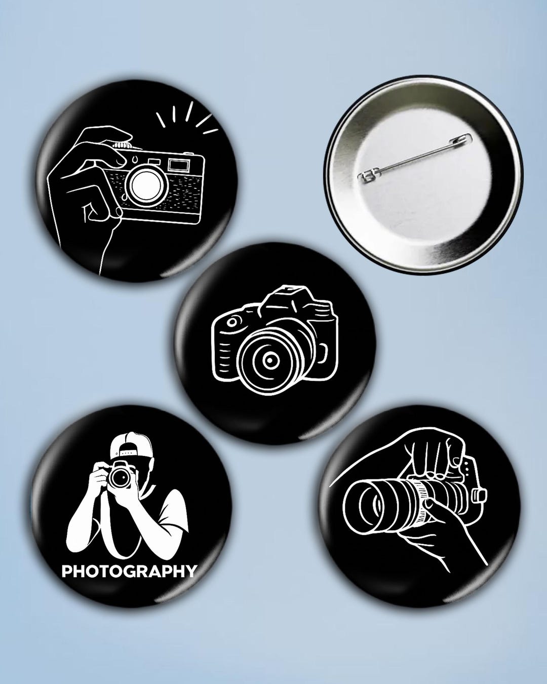 Photographer Pin Set • Minimalist Camera Badges, Gift for Creators (4 ...