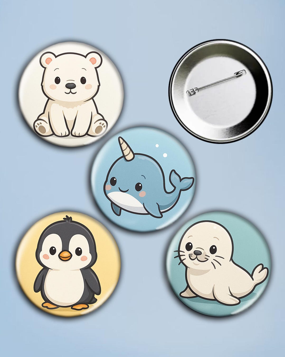 Kids Arctic Animal Pins • Polar Bear, Narwhal, Penguin, Seal - Set of 4 ...