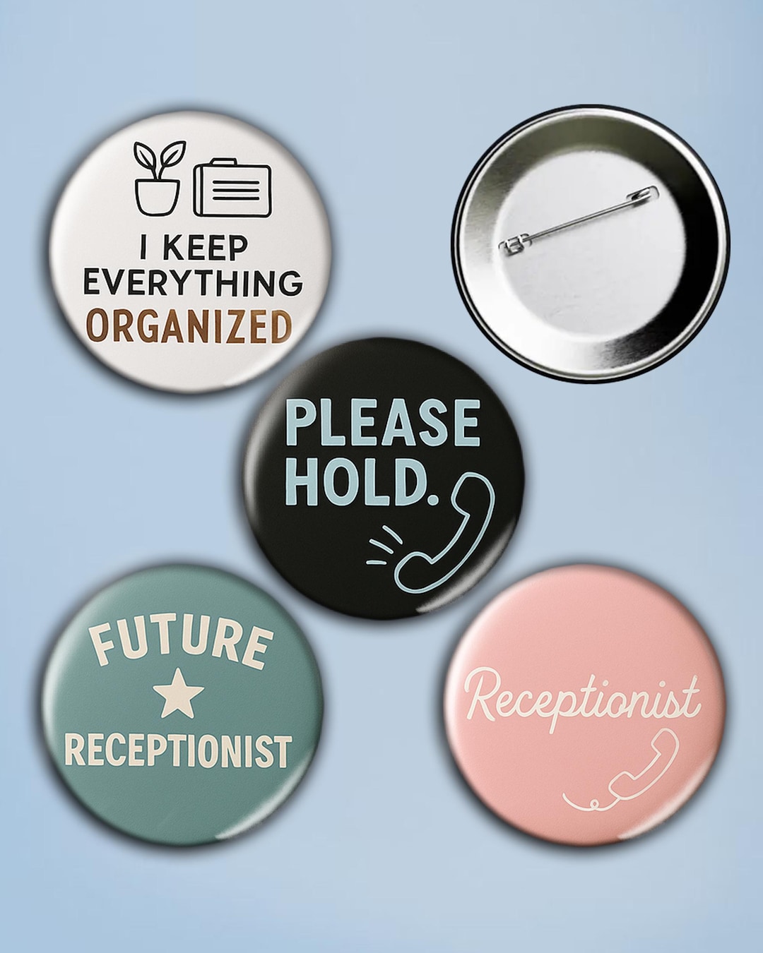Receptionist Badge Set — 4 Pcs - Etsy