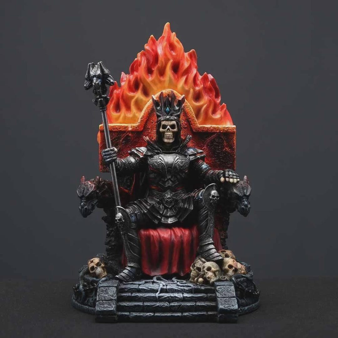 8.6” Inferno Skeleton Sovereign on Throne – Hand-painted Resin Fantasy ...