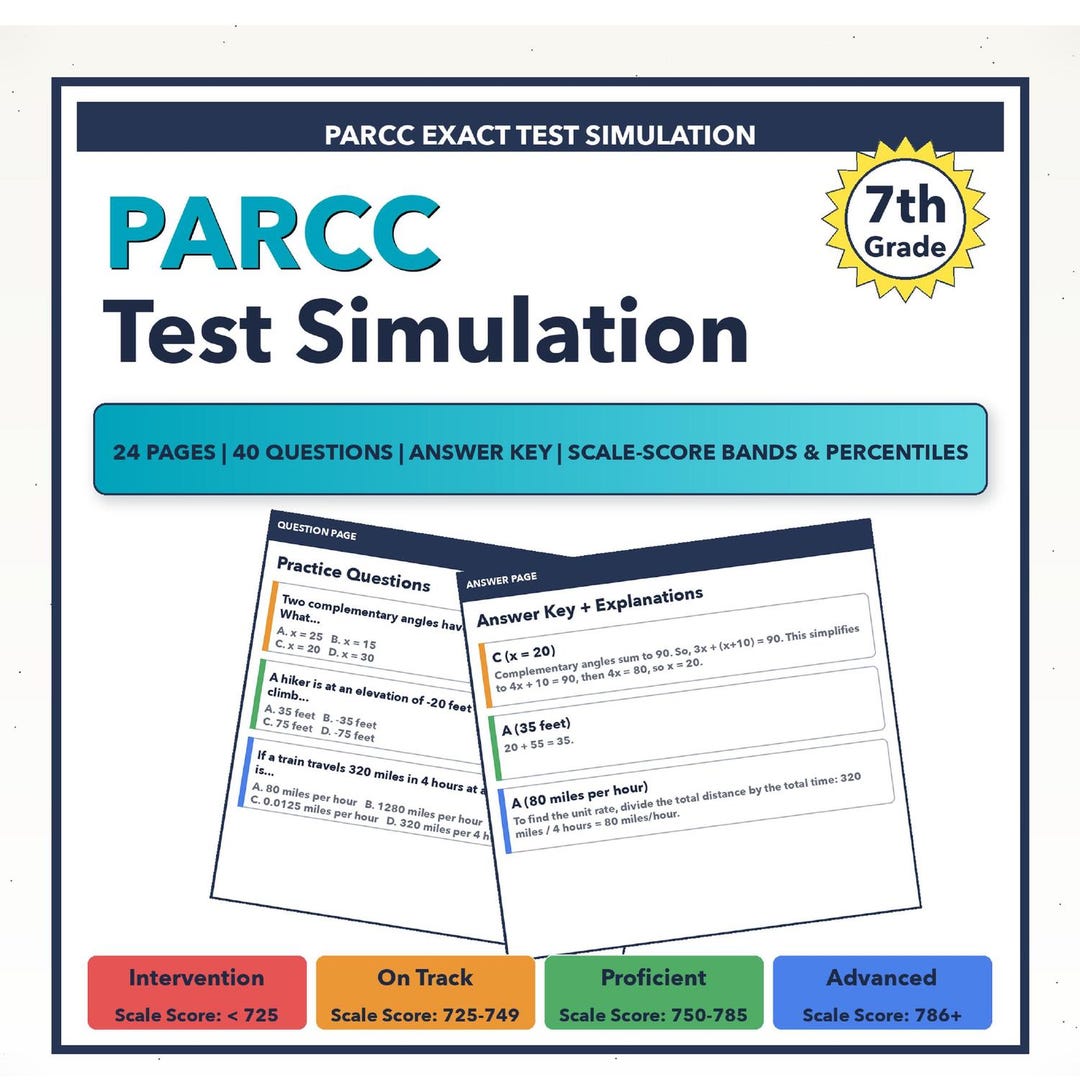7th Grade PARCC Math Test Simulation | All 4 Levels (scale Score 725 ...