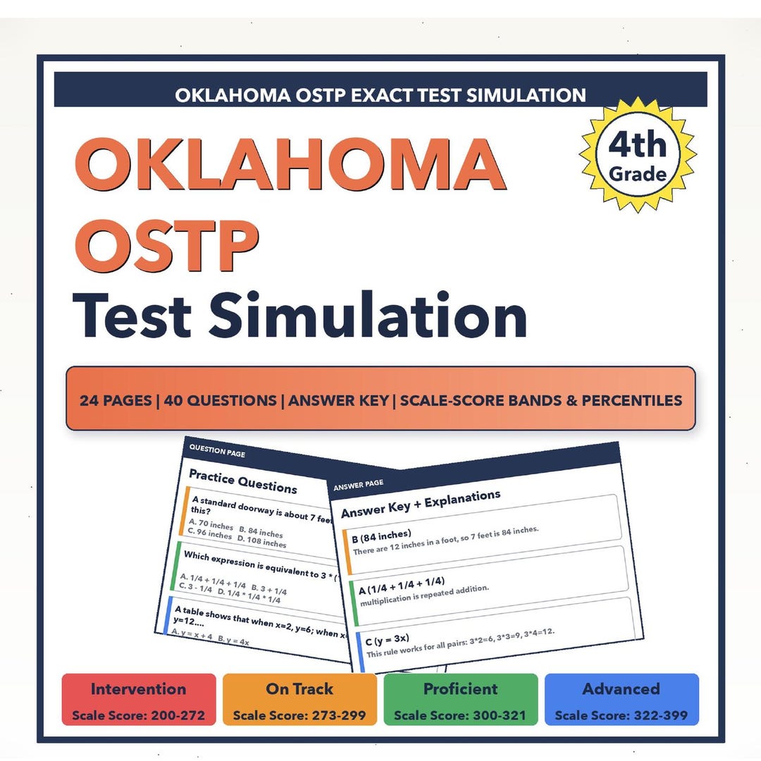 4th Grade Oklahoma OSTP Math Test Simulation | All 4 Levels (200-399 ...