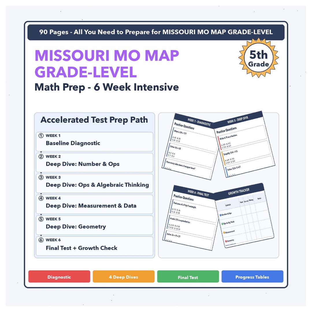 5th Grade Missouri MO MAP Grade-level Math | 6-week Prep | Scale Score ...