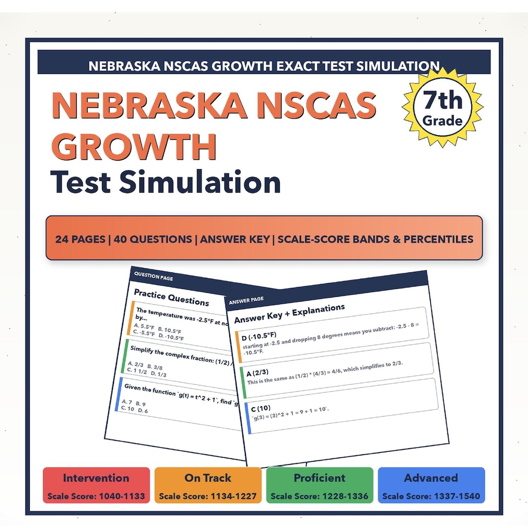 7th Grade Nebraska NSCAS Growth Math Test Simulation | All 4 Levels ...