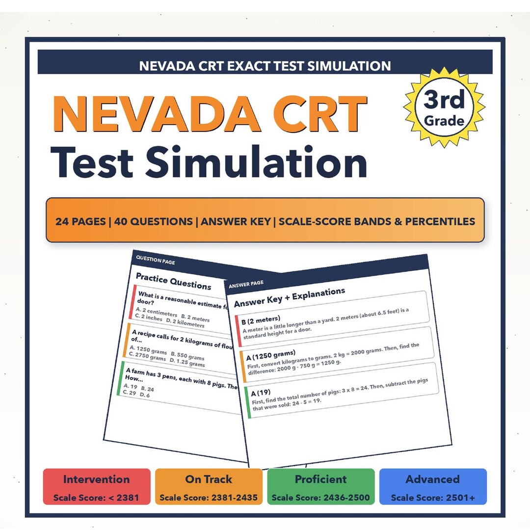 3rd Grade Nevada CRT Math Test Simulation | All 4 Levels (2381-2501 ...