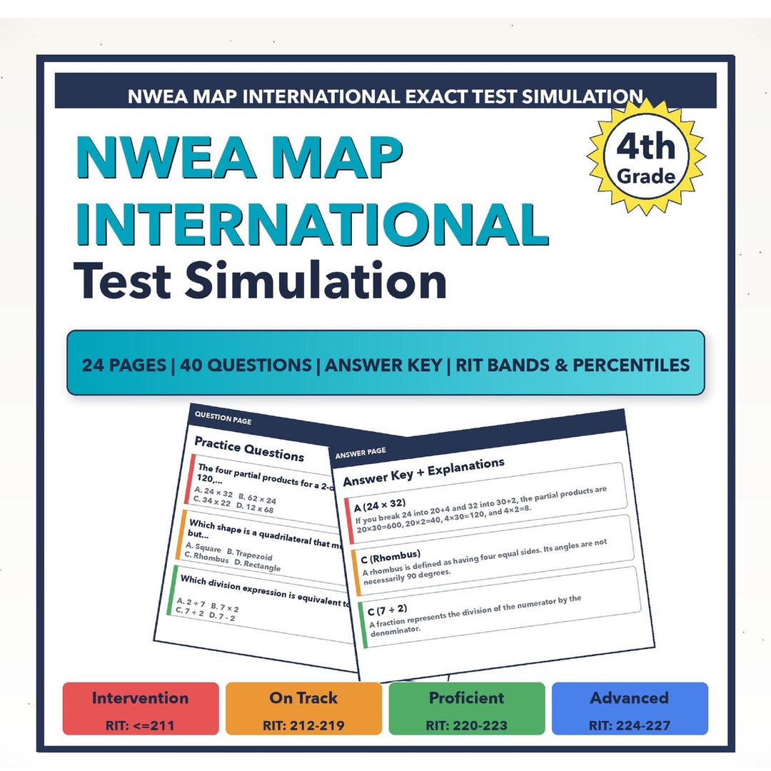 4th Grade NWEA MAP International Math Test | All 4 Levels (RIT 211-227 ...