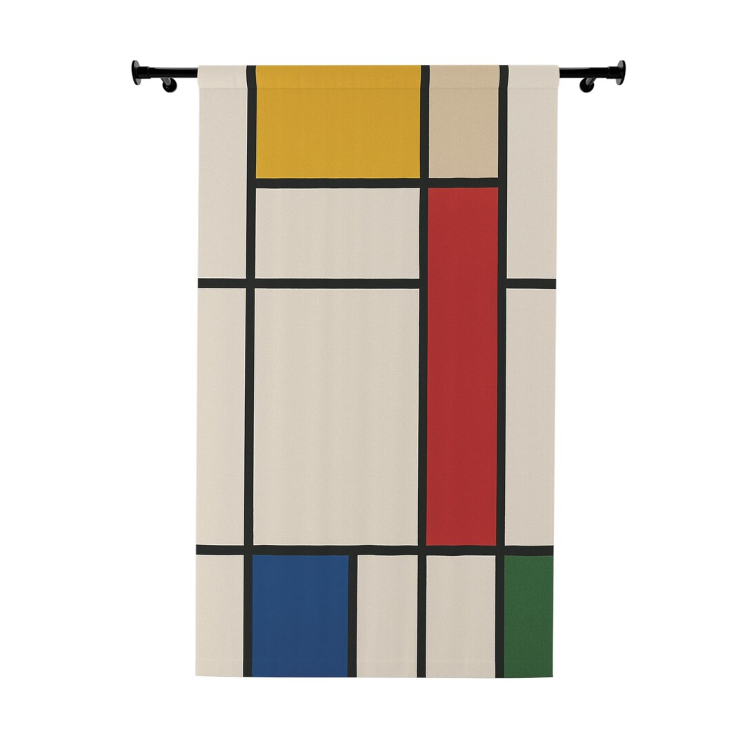 Piet Mondrian-esque Window Curtain (1 Piece), Composition With Red ...