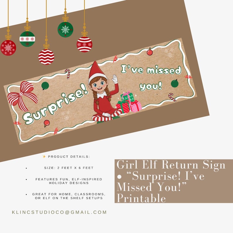 Girl Elf Return Sign • “surprise! I’ve Missed You!” Printable - Etsy