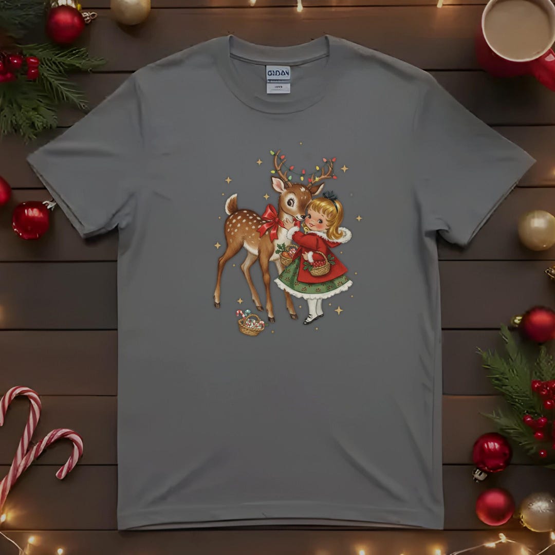 Red Nosed Reindeer Shirt, Retro Reindeer Tee, Cute Reindeer Shirt, 50s ...