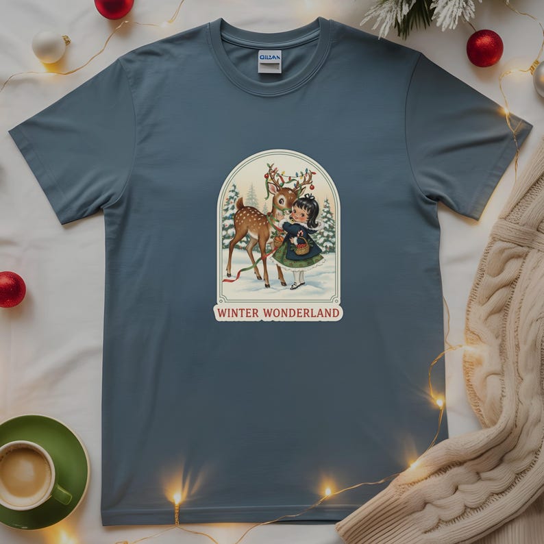 Retro Reindeer Winter Wonderland Tee, 50s Christmas Shirt - Etsy
