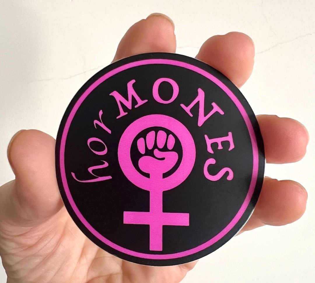 5 Round Black and Pink Vinyl Stickers of the Hormones Band Logo, 6cm ...