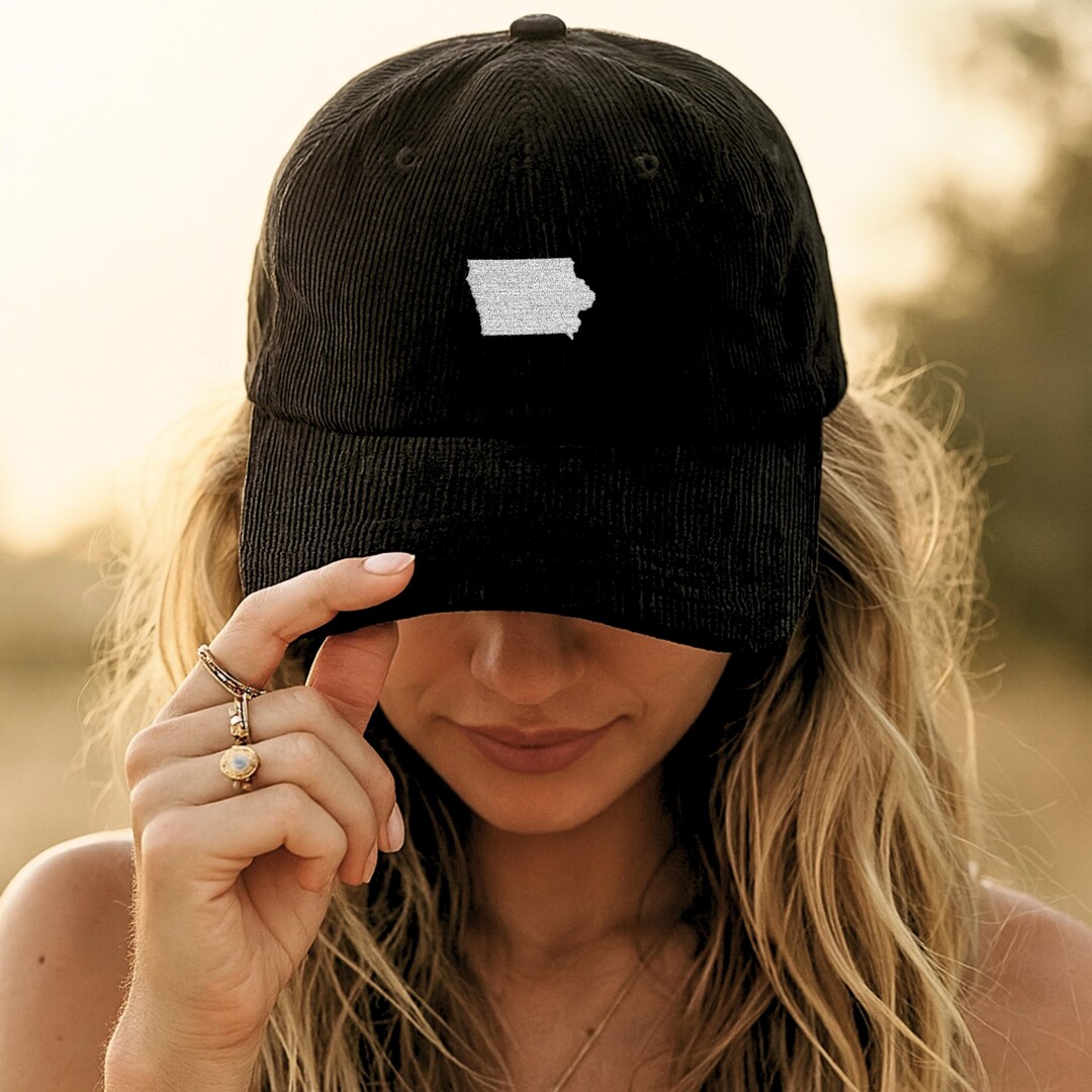 Iowa Corduroy Hat With Embroidered State Outline | Iowa Hat ...