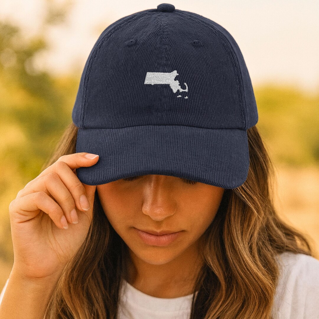 Massachusetts Corduroy Hat With Embroidered State Outline | Vintage Dad ...