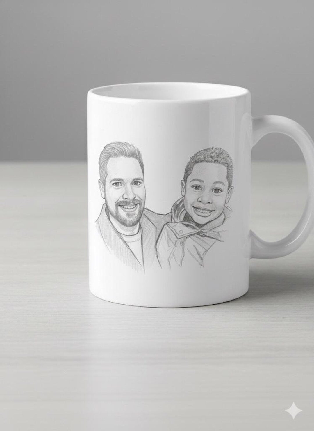 Custom Portrait Mug - Sketch Style - Personalized Drawing From Your ...