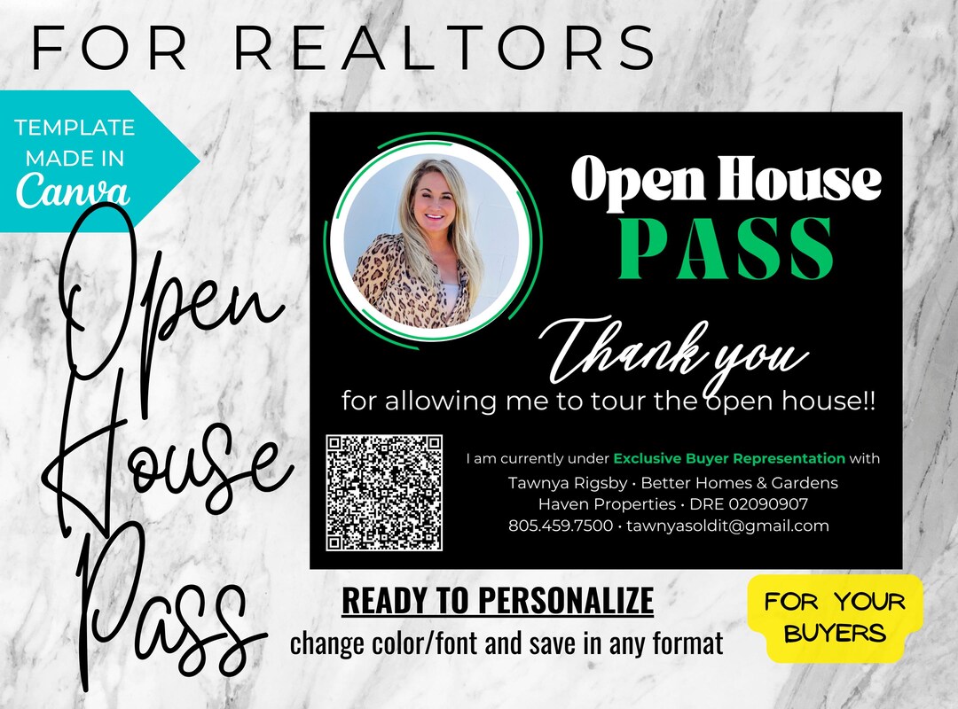 Open House Pass Template | Real Estate Marketing Tool | Canva Template ...