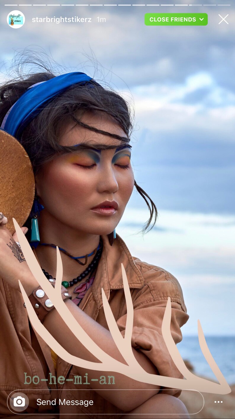 BOHO LEAF Sticker & GIF Bundle Instagram Stories Social Media Branding ...