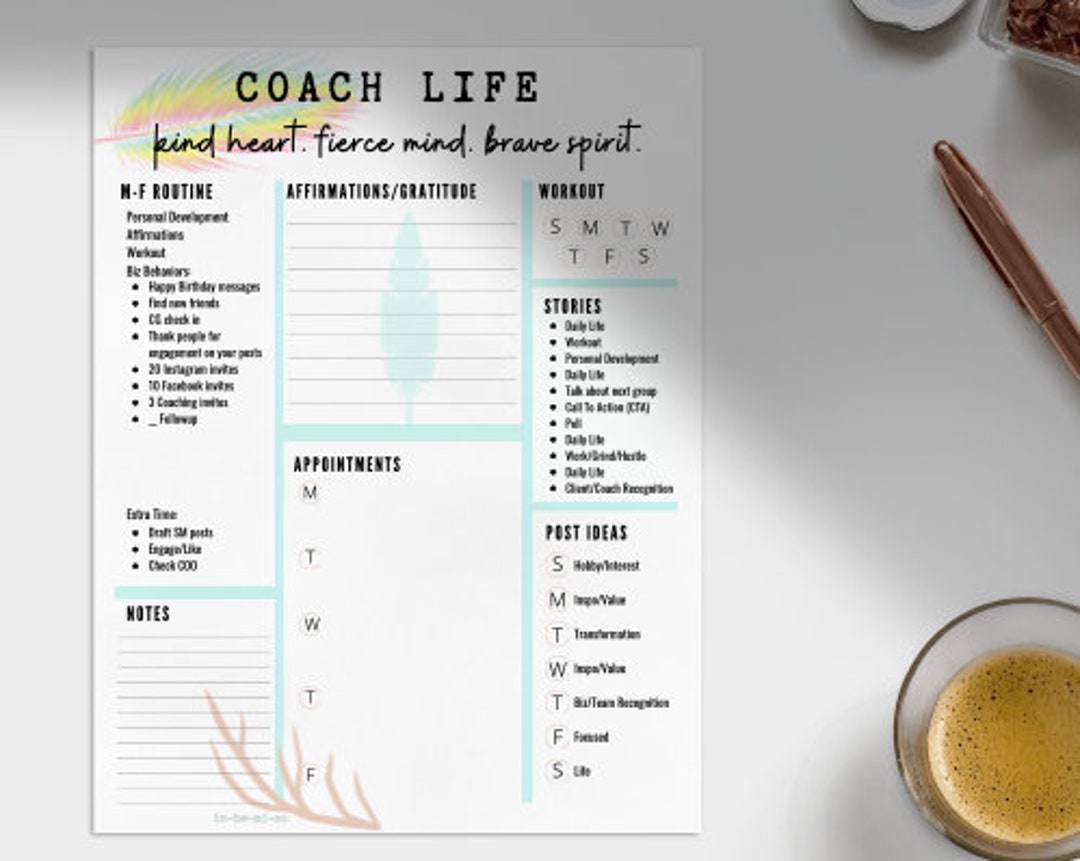 Boho Coach Life Weekly Business Tracker | Health Coach | Fitness ...