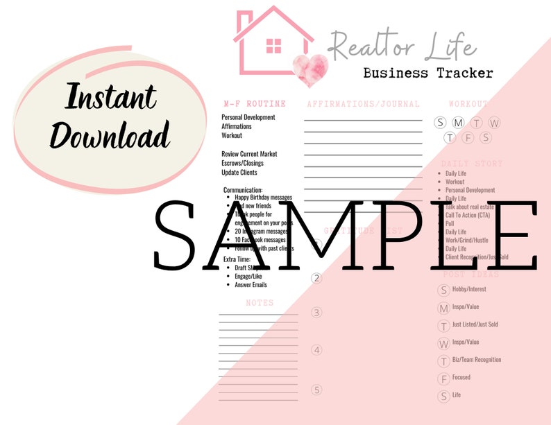 Successful Realtor Weekly Business Tracker | Build Your Real Estate ...