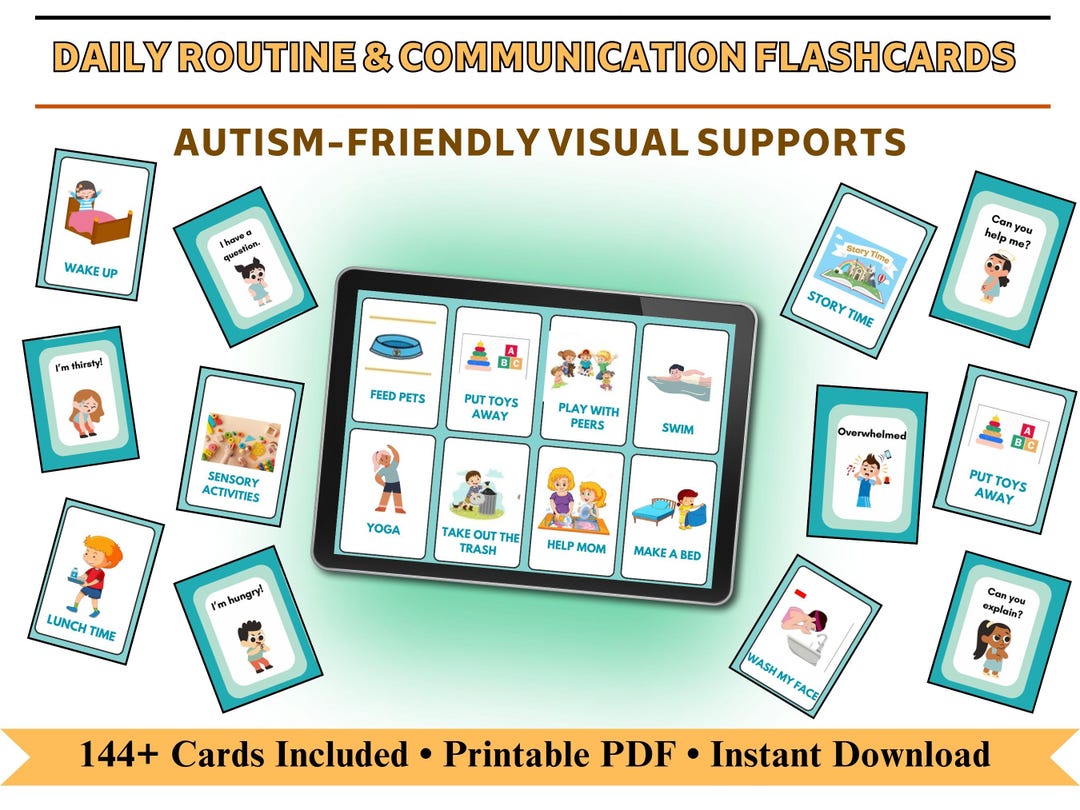 Daily Routine Flashcards and Communication Cards for Autism | 144 ...