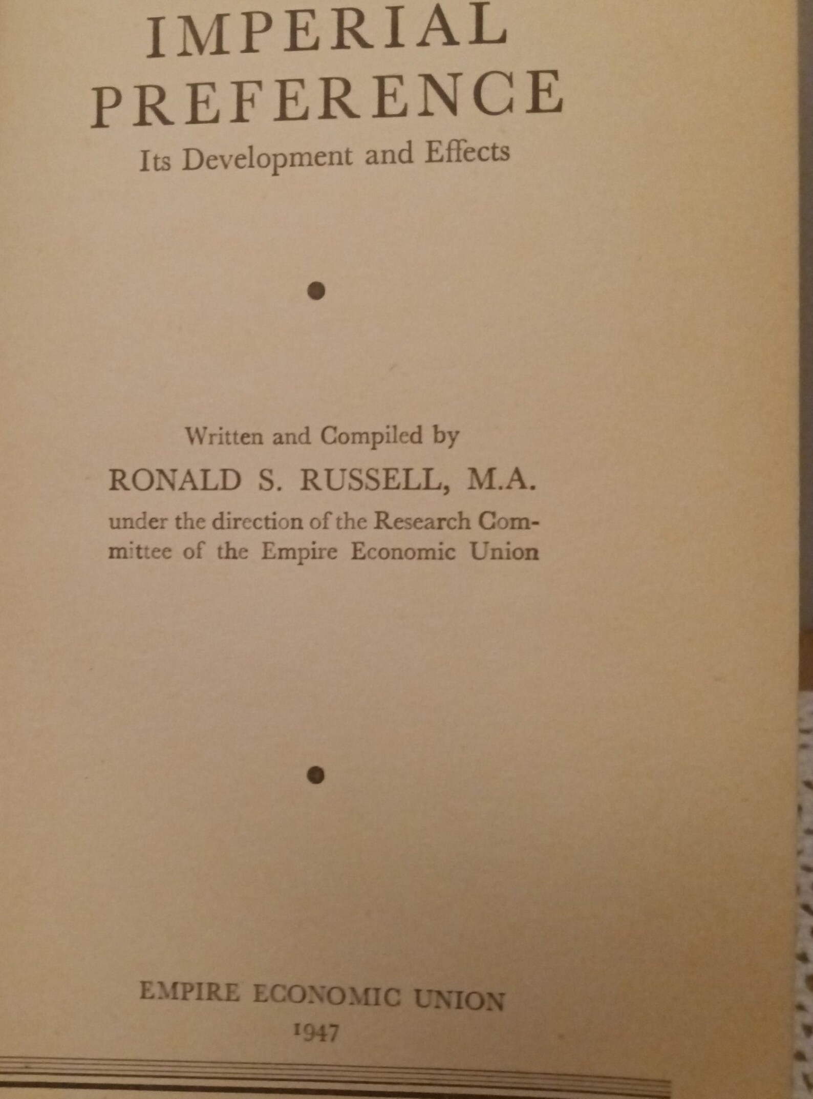 Imperial Preference Its Development and Effects Ronald S - Etsy