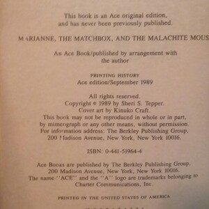 Science Fiction Paperback Marianne the Matchbox and the Malachite Mouse ...
