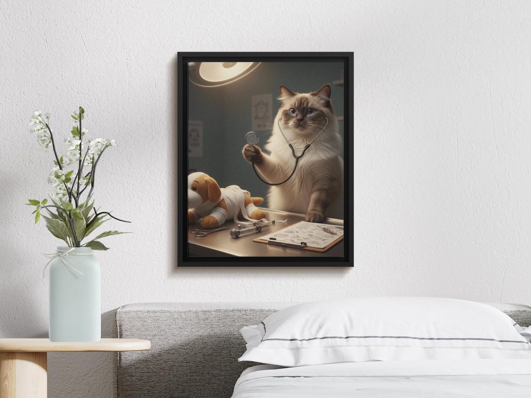 Funny Cat Wall Art Printable Cinematic Pet Portrait Digital Download ...