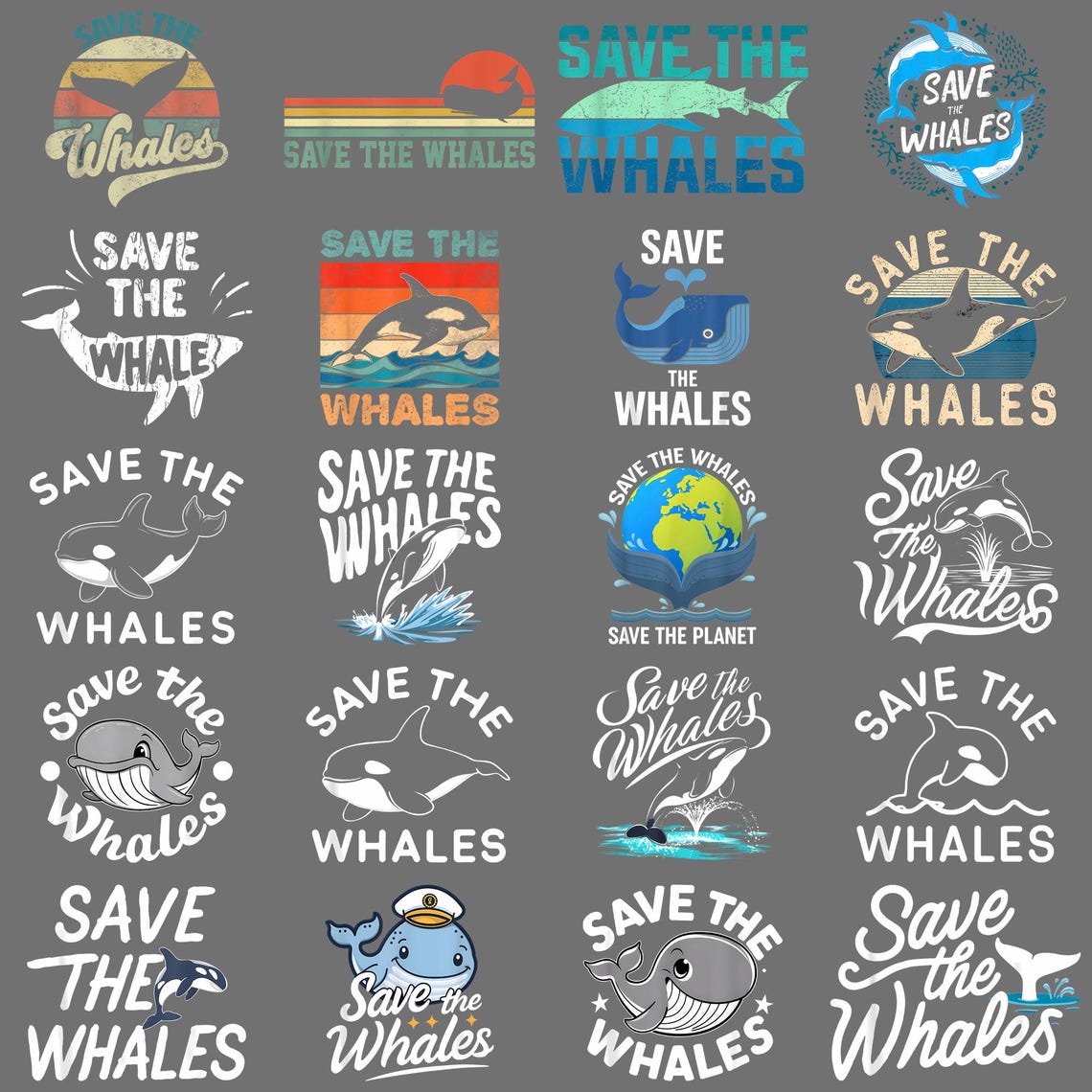 Save the Whales Distressed Vintage Environmental Earth Day PNG - Etsy ...