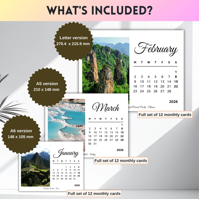 2026 Calendar, Landscape Calendar, Monthly Calendar, Printable Calendar ...