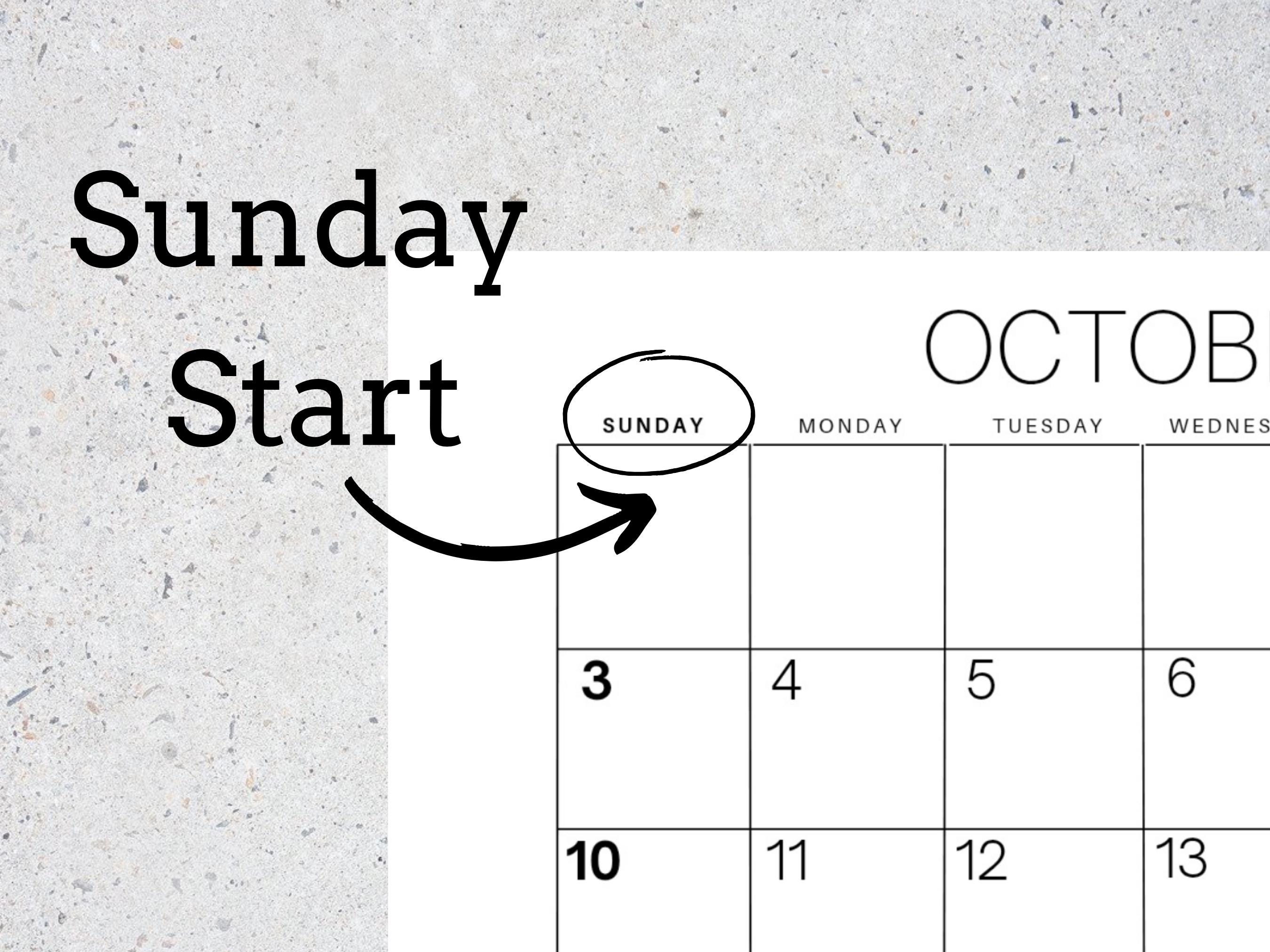 2027 Monthly Calendar Printable, US Letter Size, Sunday Start, Pdf ...