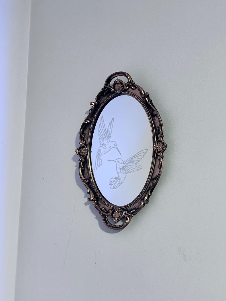 Hand-etched, Hummingbird Mirror - Etsy
