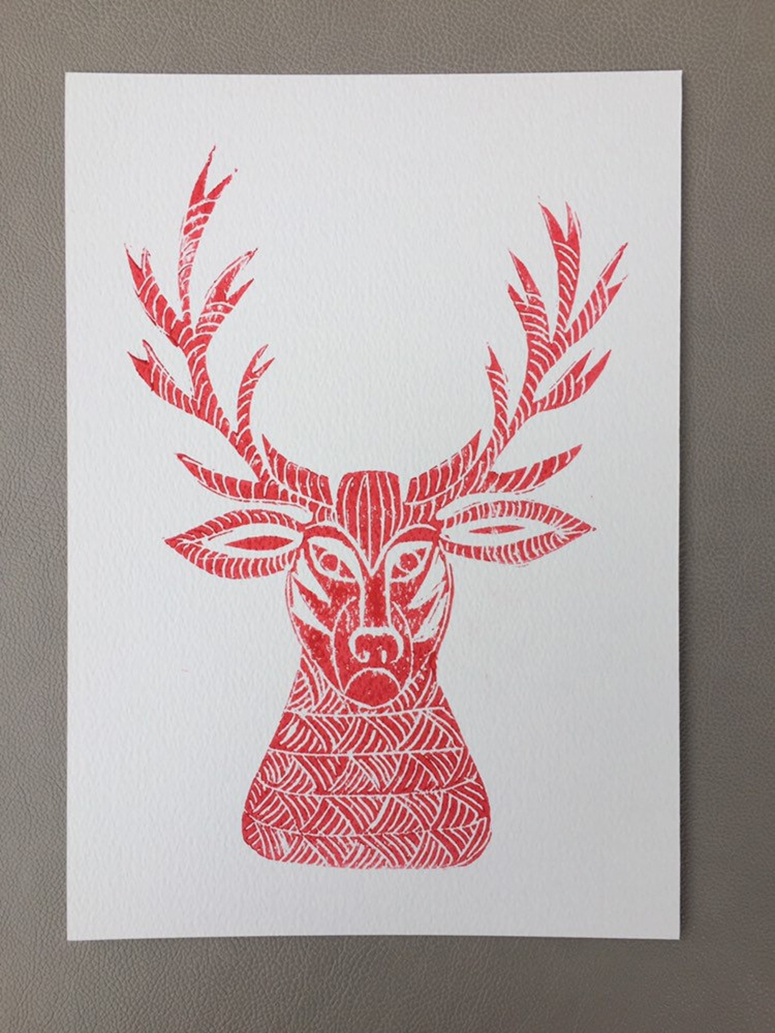 Lino Print Limited Edition A4 Linocut Lino Print Stag - Etsy UK