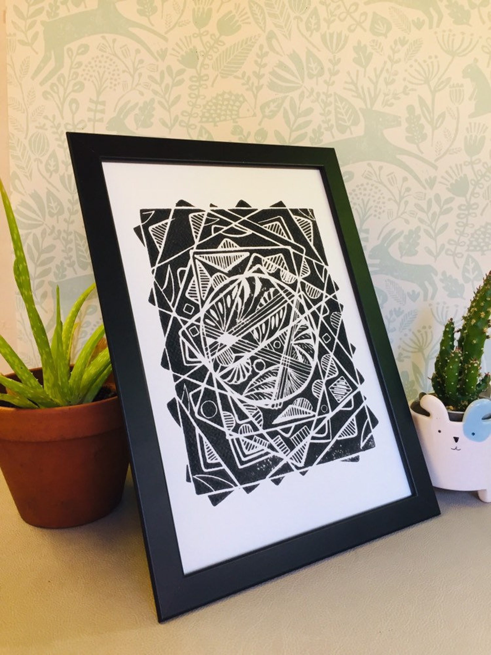 Lino Print Limited Edition A4 Linocut pattern Relief Print - Etsy UK