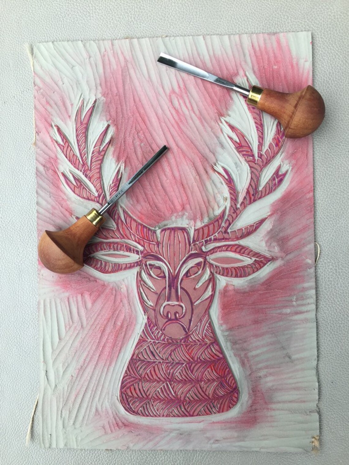 Lino Print Limited Edition A4 Linocut Lino Print Stag - Etsy UK