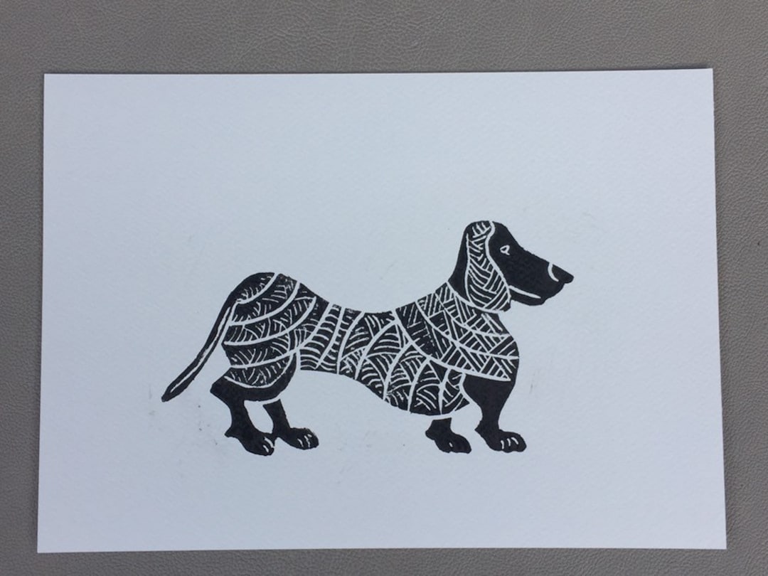 Dog Lino Print - Limited Edition - Dachshund Dog Lino Print - Relief ...