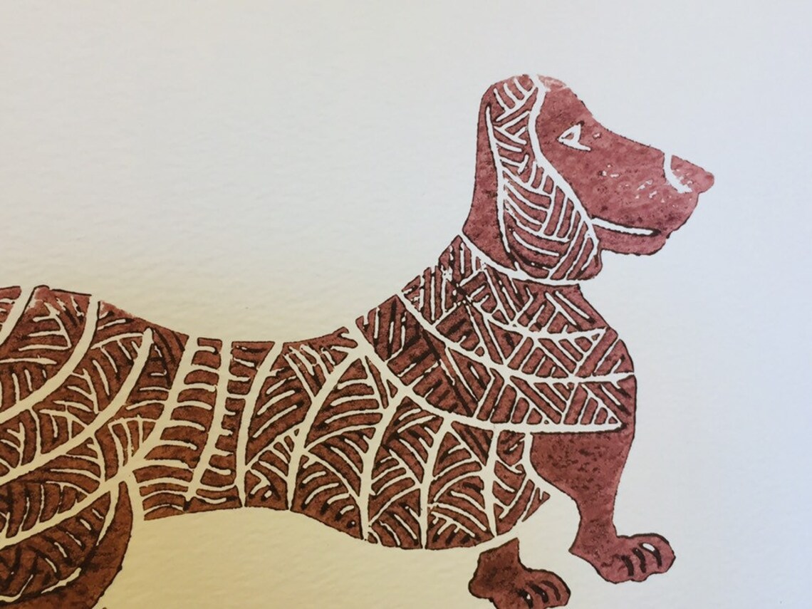 Dog Lino Print Limited Edition Dachshund Dog Lino Print - Etsy UK